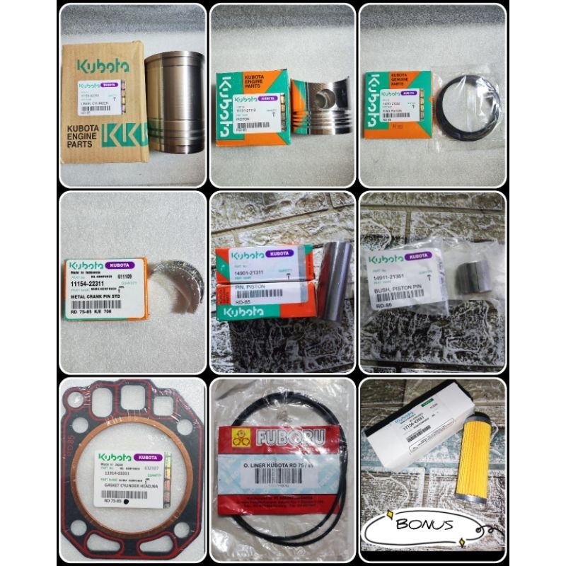 Jual PAKET MESIN DIESEL KUBOTA RD 85 DI 1/2T CYLINDER LINER PISTON RING SET METAL PIN GASKET ...