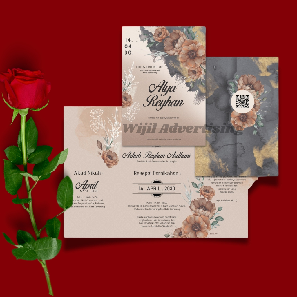 Jual Undangan Pernikahan Elegan Simple Lipat 3 Semi AMplop Tebal Free ...