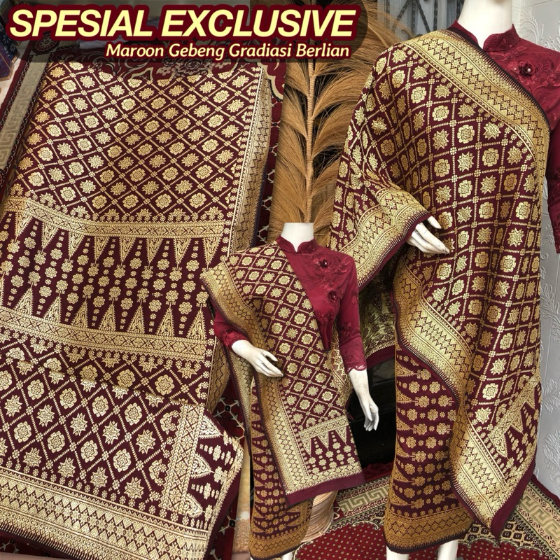 Jual Exclusive Songket Lepus Gebeng Gradiasi Berlian ORI / merah Maroon Spesial Exclusive ...