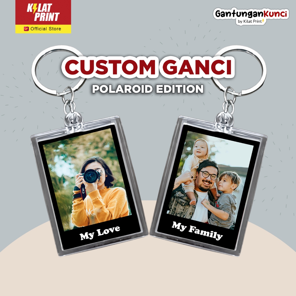 Jual Custom Gantungan Kunci Akrilik Foto Polaroid Teks Edition | Shopee ...