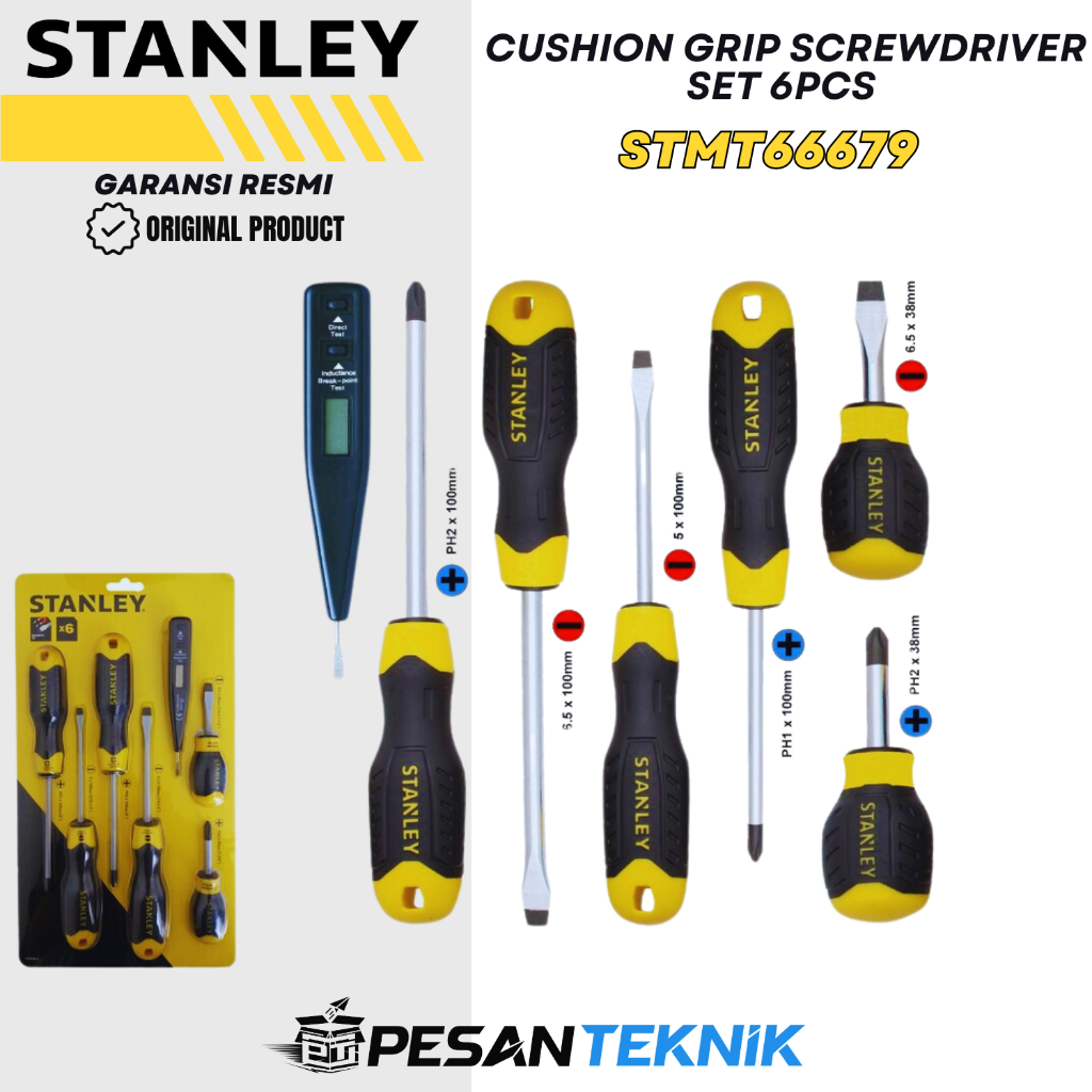 Jual Stanley Cushion Grip Screwdriver Obeng Set 6Pcs STMT66679 | Shopee ...