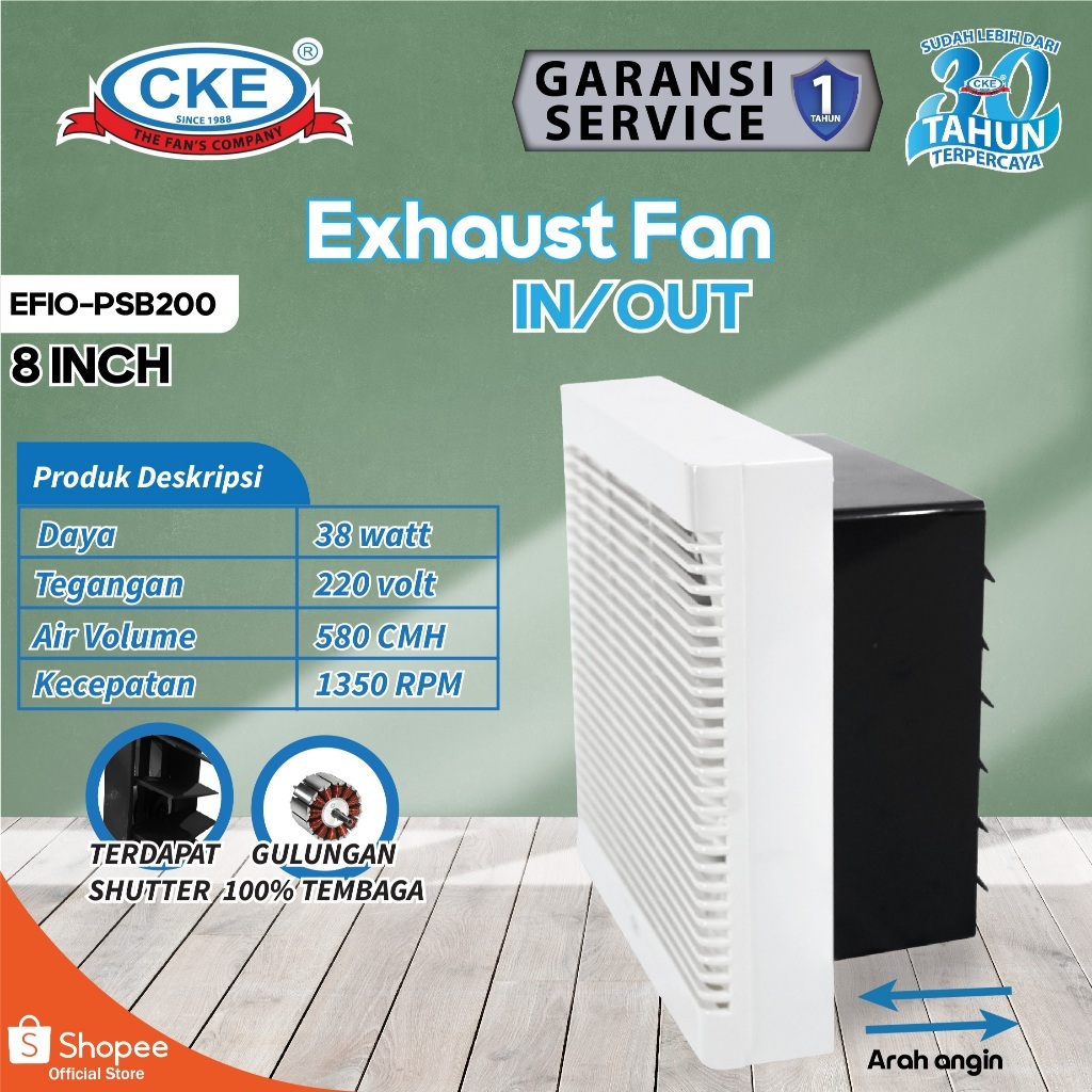 Jual CKE EXHAUST FAN EFIO-PSB200 KIPAS DINDING/Exhaust Fan Dinding 8 ...