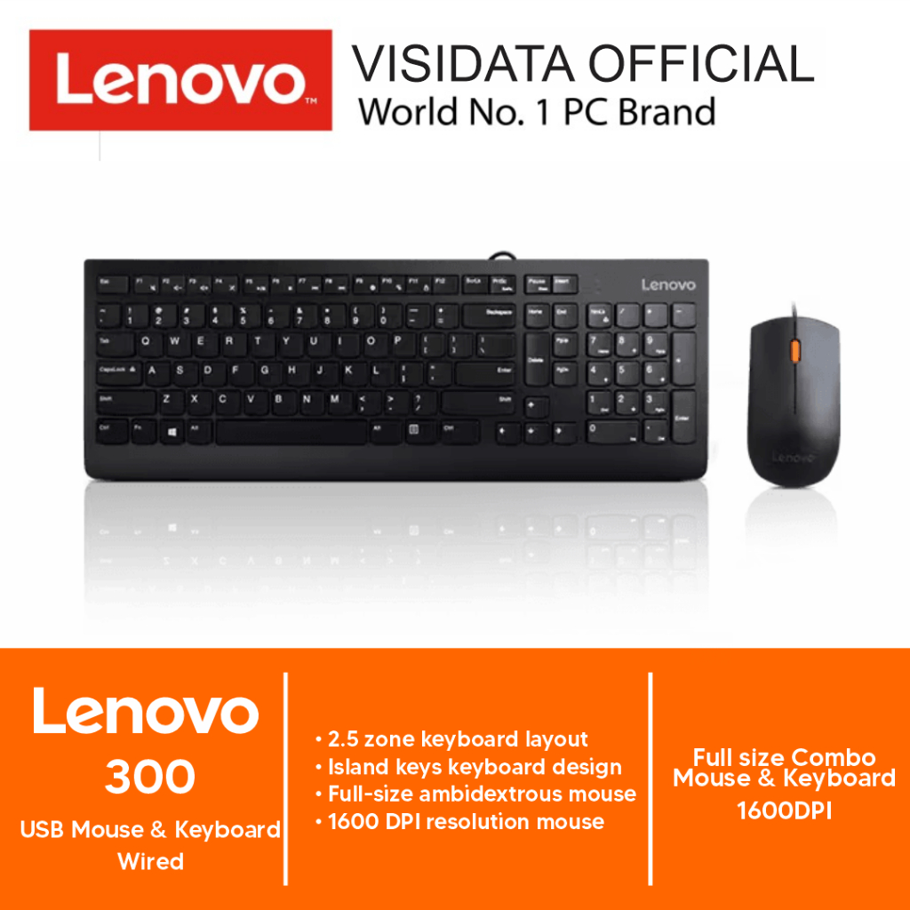 Jual Lenovo 300 Wired USB Combo Keyboard & Mouse - Layout US English ...