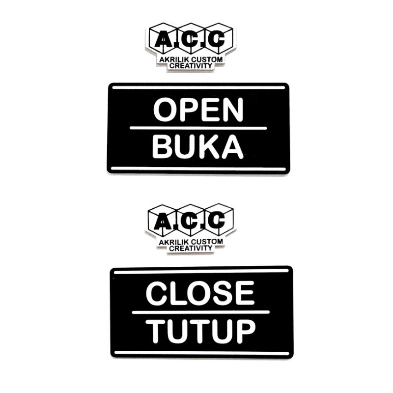 Jual Akrilik Open Close Depan Belakang Tinggal Tempel / Custom Kata ... Jual Akrilik Open Close Depan Belakang Tinggal Tempel / Custom Kata ...