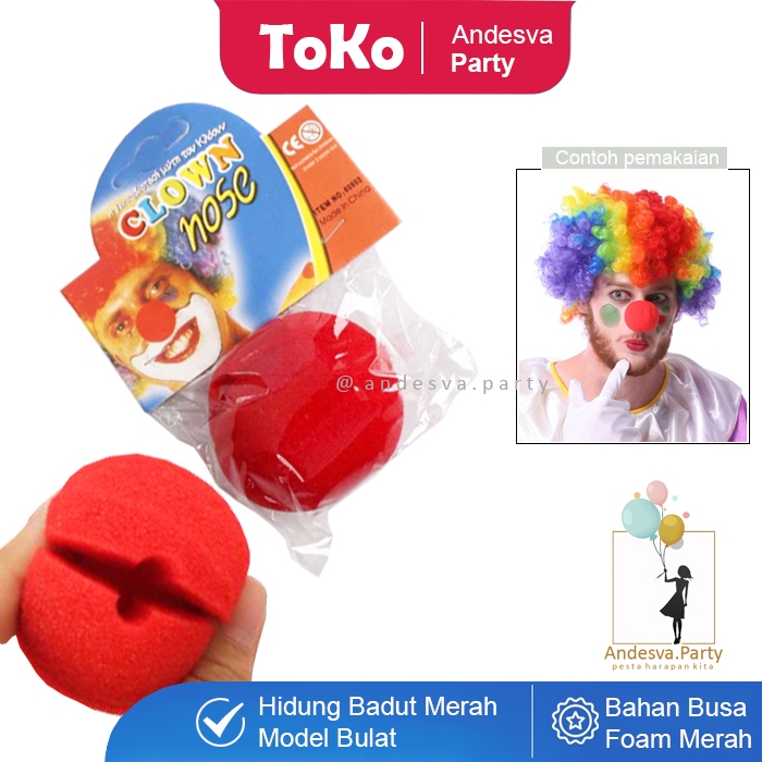 Jual hidung badut merah red nose / clown party perlengkapan badut ...