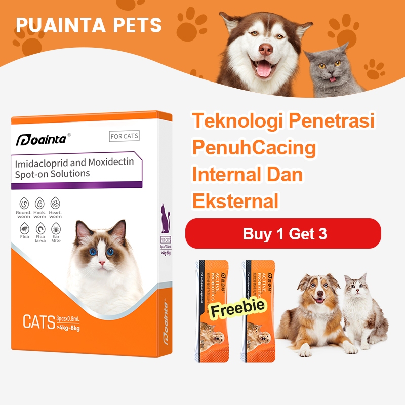 Jual PUAINTA 2 in 1 Obat Cacing untuk Kucing Anti Kutu dan Kutu untuk ...