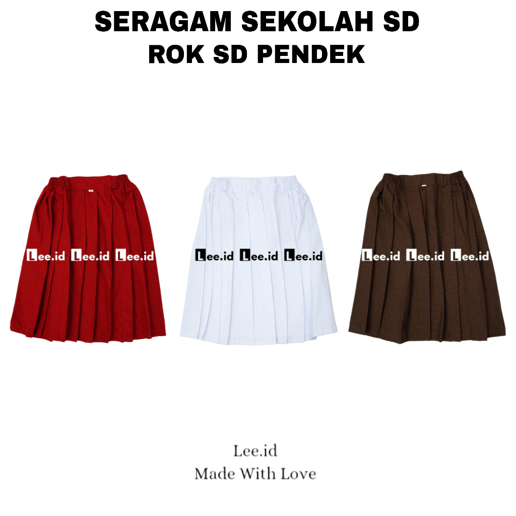 Jual Rok Pendek Sekolah SD Perempuan Seragam Sekolah SD Rok Pendek Rempel Lipit Merah Coklat ...