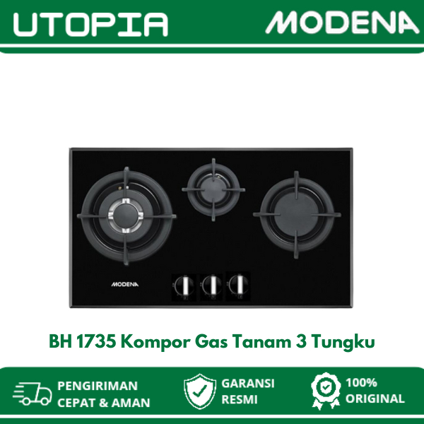 Jual MODENA Kompor Gas Tanam BH 1735 / BH1735 , Bulit In Hob 3 Tungku ...