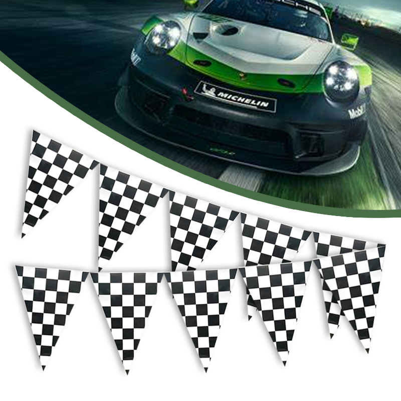 Jual 10M Bendera Balap Segitiga Racing Flag Hitam Dan Putih 38 Sisi ...