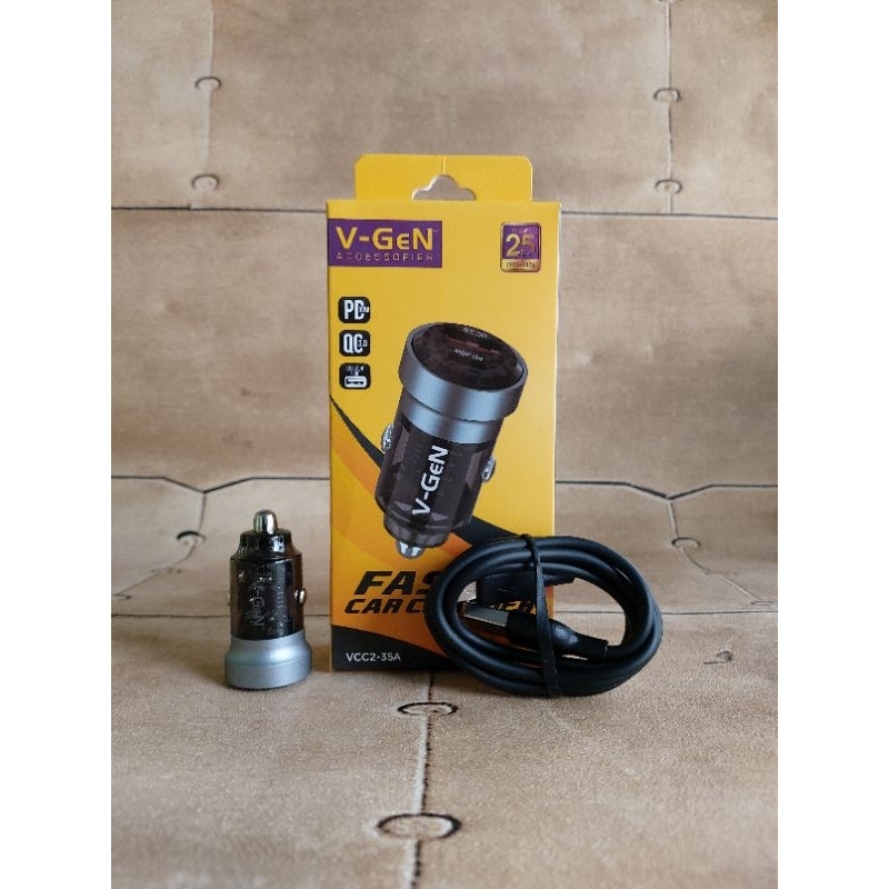Jual V-GEN VCC2-35A Fast Car Charger Usb 2 Port Led Light Port PD,QC30W ...