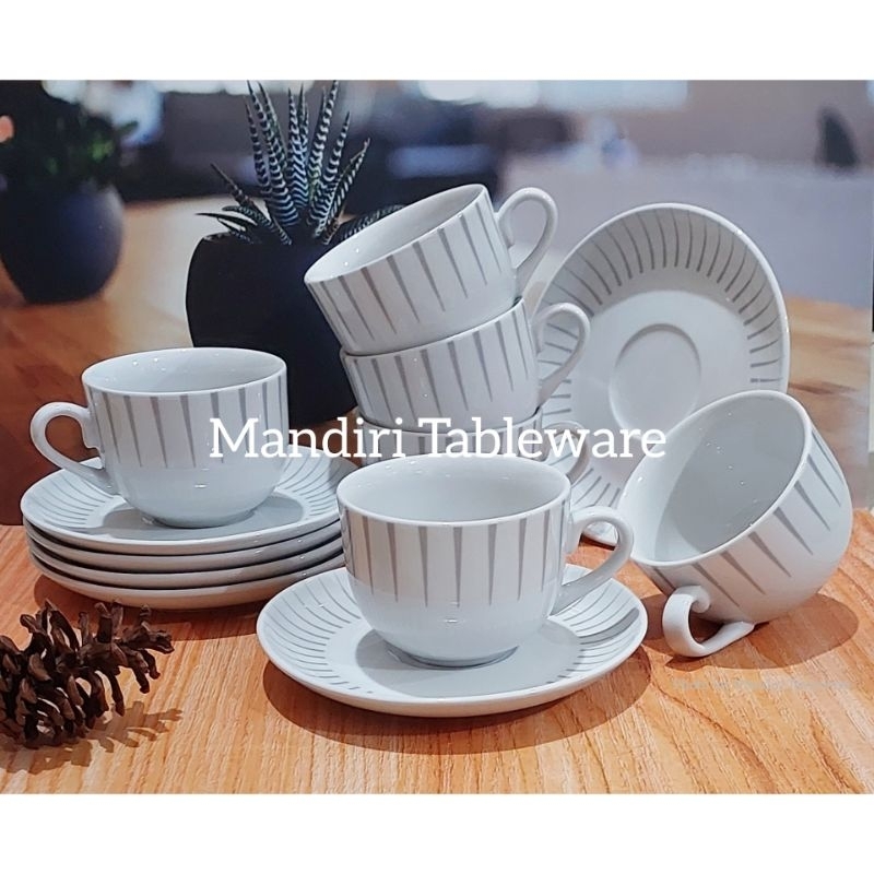 Jual 6 Pasang Cangkir Set Keramik | Motif Minimalis | Cangkir Kopi ...