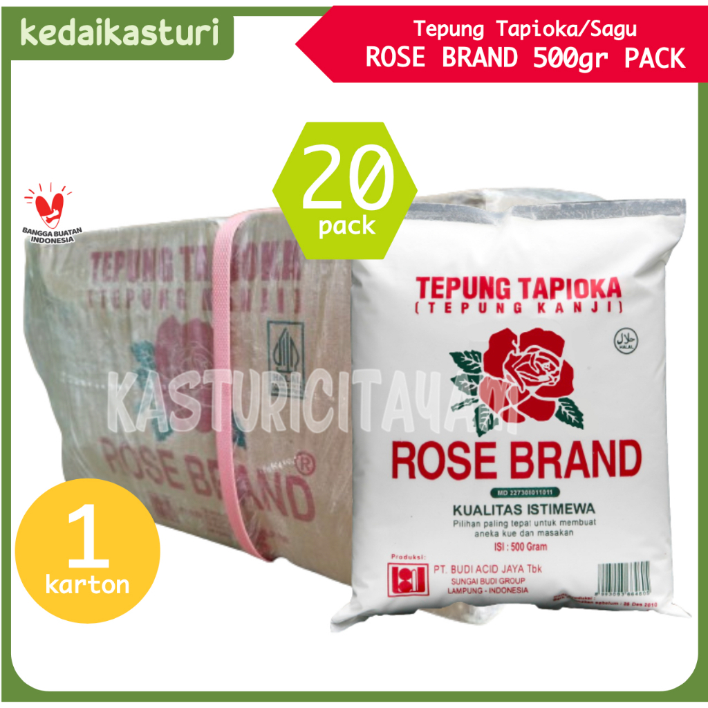 Jual Tepung Tapioka Sagu Rose Brand 500gr - 1 Karton x 20 Pack | Shopee ...