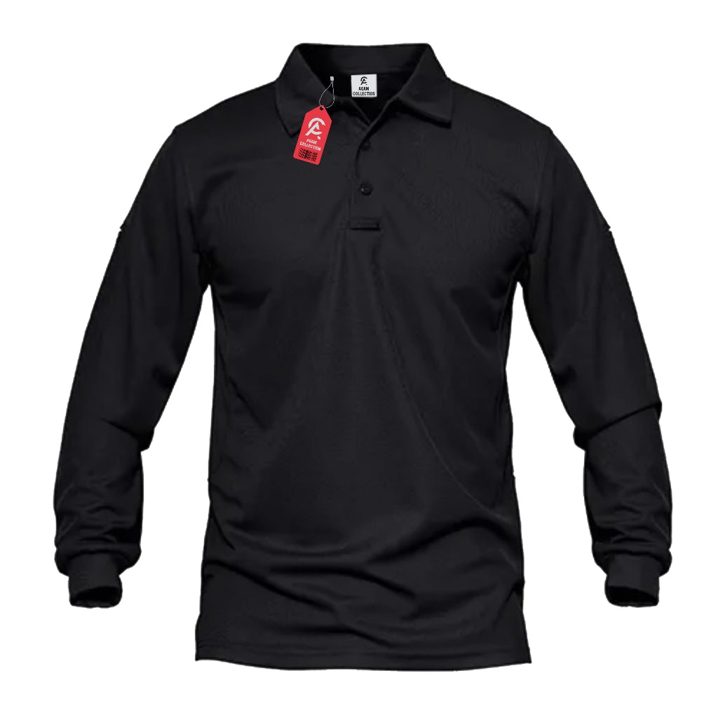 Jual Agam Collection - Polo Shirt Polos Hitam Polo Kerah Lengan Panjang ...
