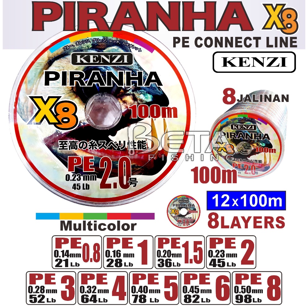 Jual LINE SENAR KENZI PIRANHA X8 ART H7D6 | Shopee Indonesia