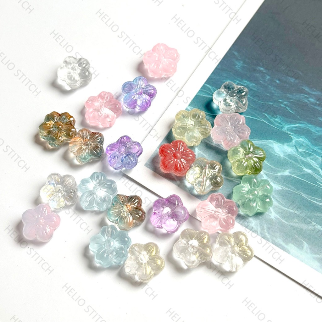 Jual 10 PCS Manik-manik Kaca Genuine Glass Beads - Bunga Sakura ...
