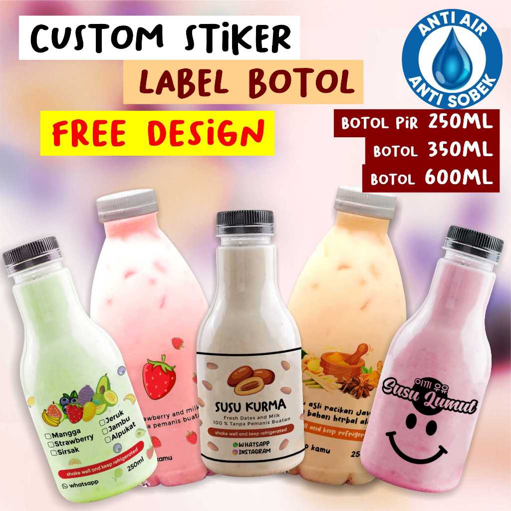 Jual Stiker Label Botol Pir 250ml 330ml Transparan / putih glossy ...