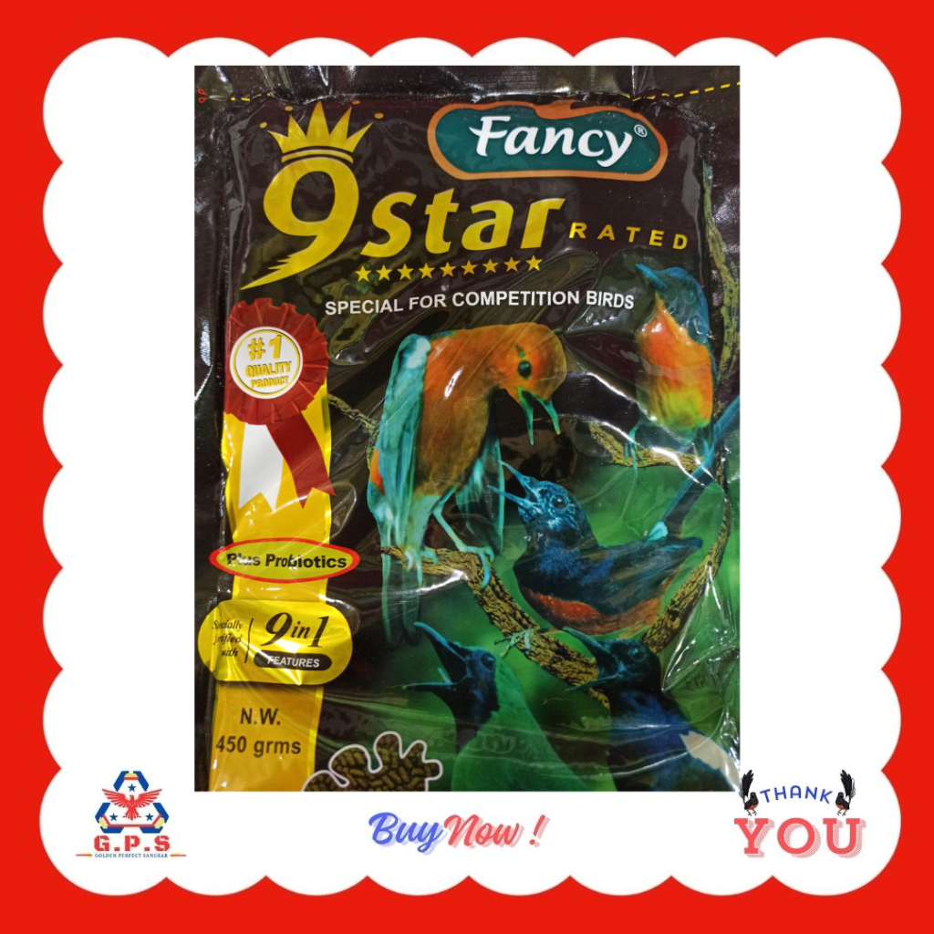 Jual Pakan Burung Fancy 9 Star Hijau Plus Probiotics Kemasan 450gr ...
