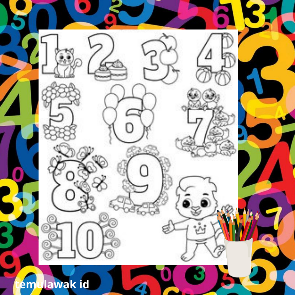 Jual ANGKA NOMOR NUMBER NUMBERS Kertas Gambar Sketsa Lukis Mewarnai ...