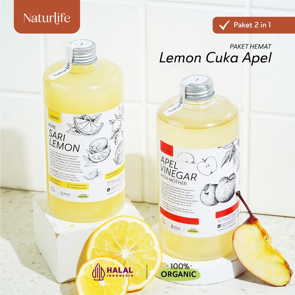 Jual CUKA APEL SARI LEMON PAKET 2 IN 1 ORIGINAL ORGANIK 500ML / APPLE ...