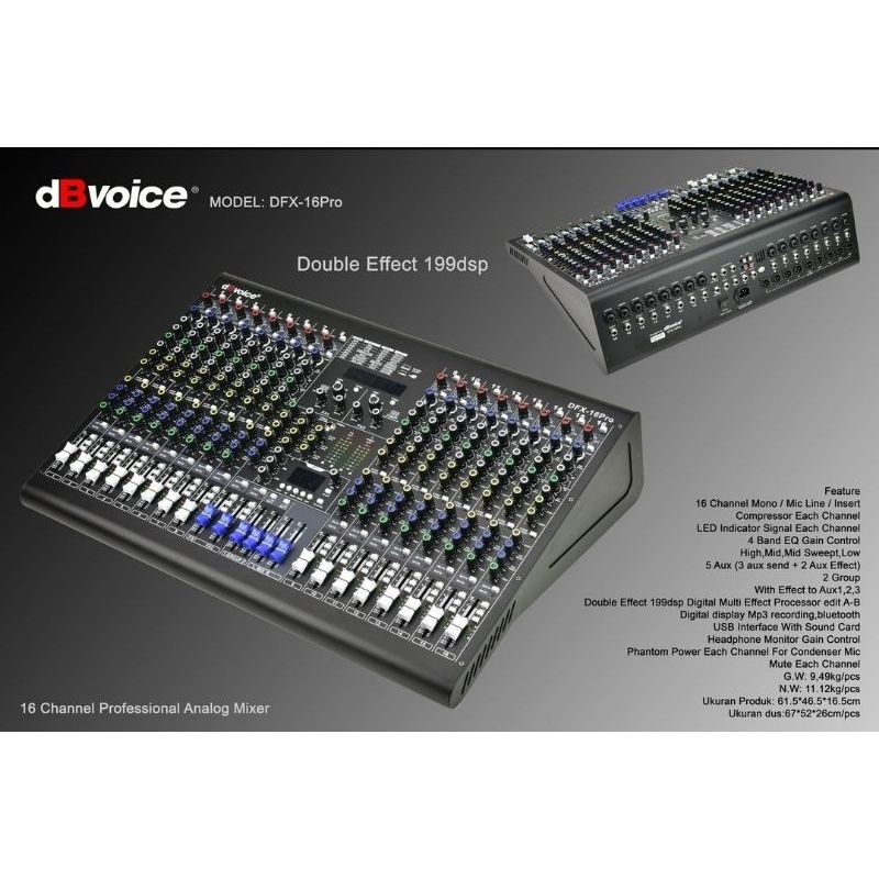 Jual MIXER 16CHANNEL DBVOICE DFX 16 DOUBLE EFFECT 199DSP PROFESIONAL ...