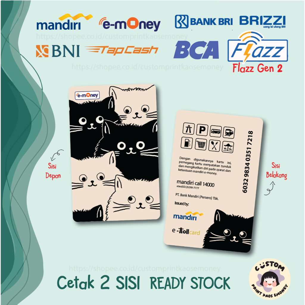 Jual KARTU E MONEY E TOLL ANIMAL CAT KUCING HEWAN LUCU CAT BLACK EMONEY ...