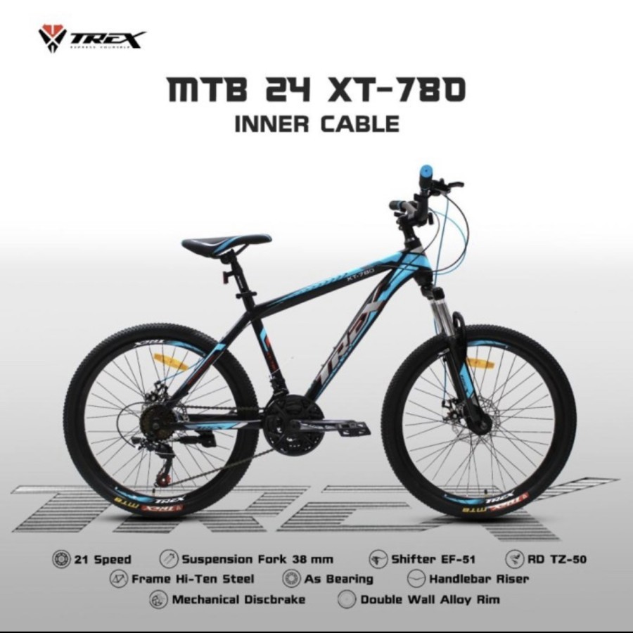 Jual Sepeda gunung 24 inch mtb trex dewasa dan anak remaja 21 speed rem cakram velg alloy high ...