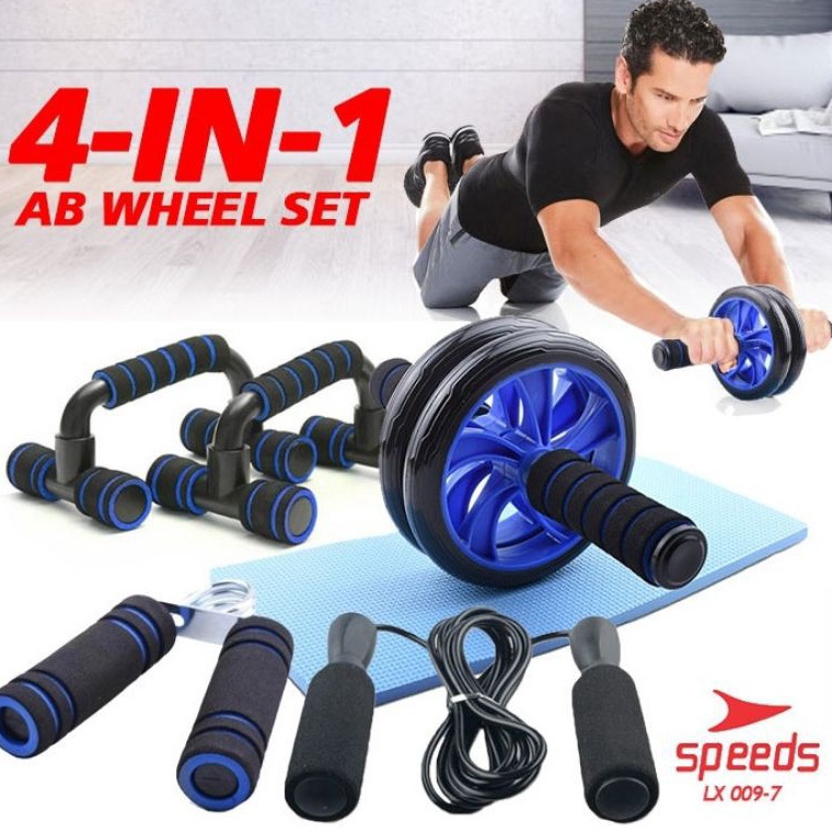 Jual SPEEDS AB Wheel Set Alat Fitness Push Up Stand Bar Double Wheel ...