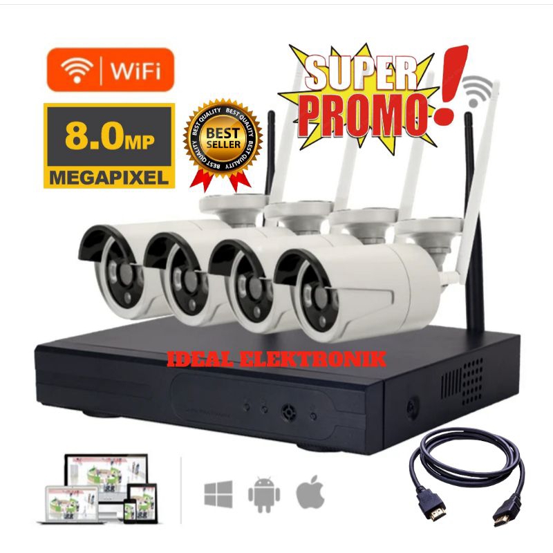 Jual PAKET CCTV WIRELESS 8MP 4CH/ NVR KIT WIRELESS 8MP MURAH | Shopee ...