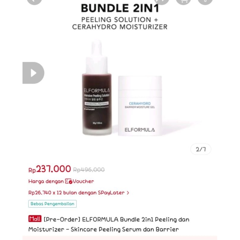 Jual bundle peeling serum & moisturizer elformula (BACA DESKRIPSI ...