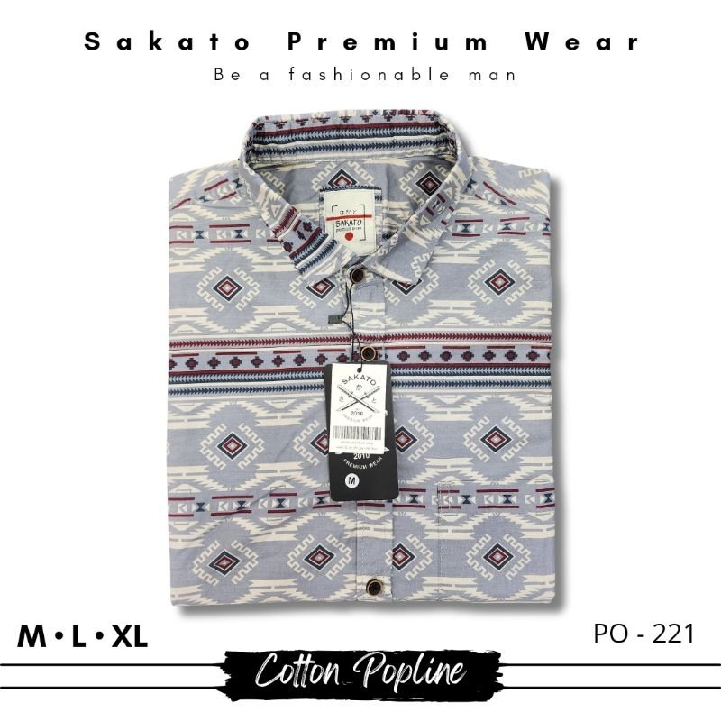 Jual KEMEJA PENDEK PRINTING SAKATO PREMIUM WEAR GREY NAVAJO ORIGINAL ...