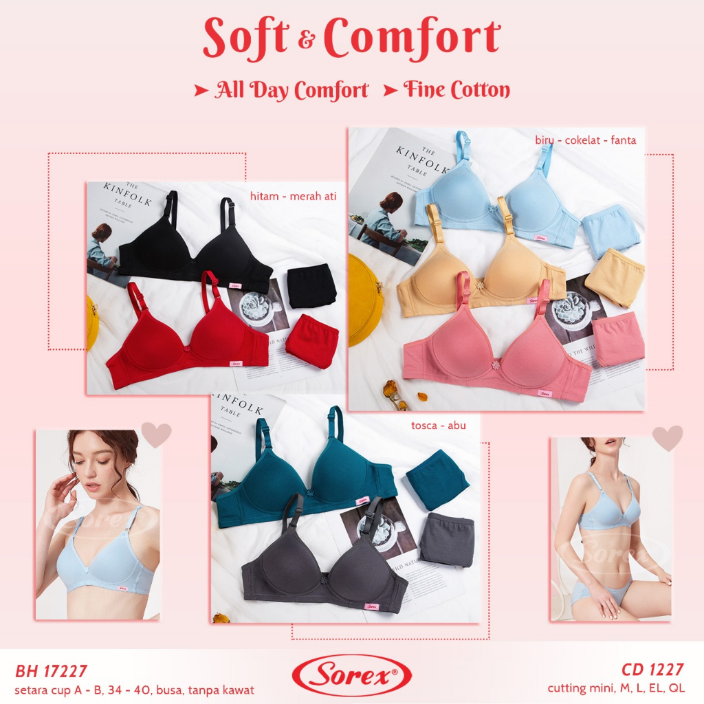 Jual SOREX Bra Set Soft Comfort Busa Tanpa Kawat ( BRA + CD ) | Shopee ...