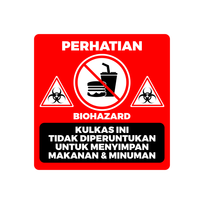 Jual Stiker Label Kulkas Laboratorium Stiker Dilarang Menyimpan Makanan ...