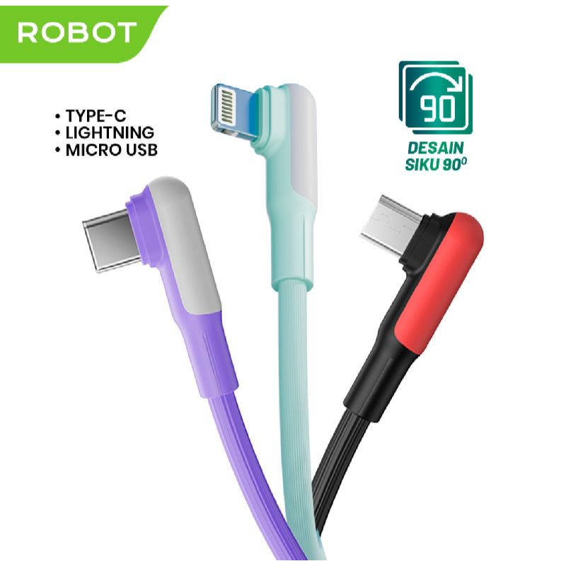 Jual ROBOT KABEL DATA RWM / RWL / RWC100 MICRO USB / TYPE C / LIGHTNING ...