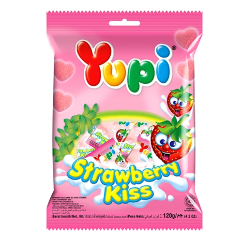Jual Permen Yupi Strawberry Kiss Kemasan Bag Isi 50 pcs 120 gr | Shopee Indonesia