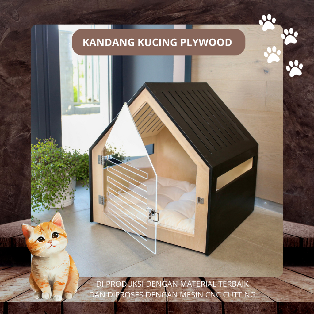 Jual MARVELWOODCUT - RUMAH KUCING PLYWOOD/KANDANG KUCING PUZZLE ...