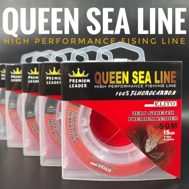 Jual Senar Pancing 50 Meter Leader Queen Sea Line Elito Flourocarbon 15 ...