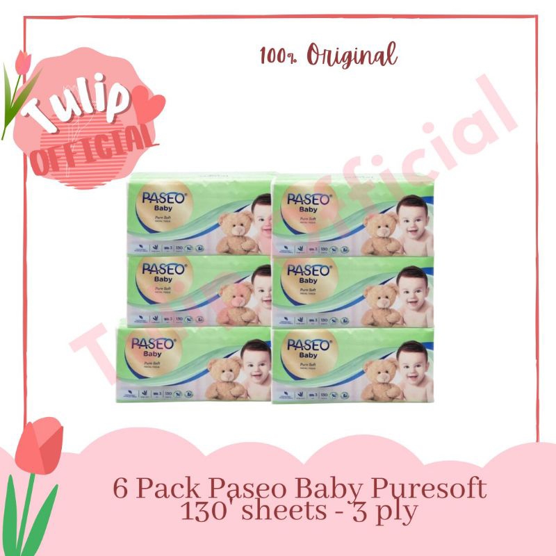 Jual PAKET HEMAT 6 Pack Tisu Tissue PASEO BABY Pure Soft 130 Sheets 3 ...