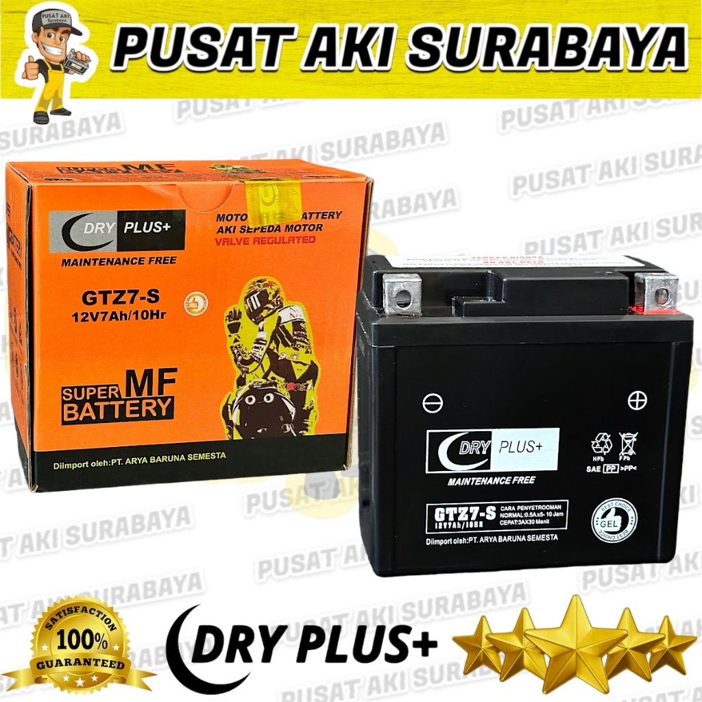 Jual ORIGINAL AKI DRYPLUS GTZ7S 12 VOLT 7 AMPER UNTUK MOTOR FAZZIO GSX ...