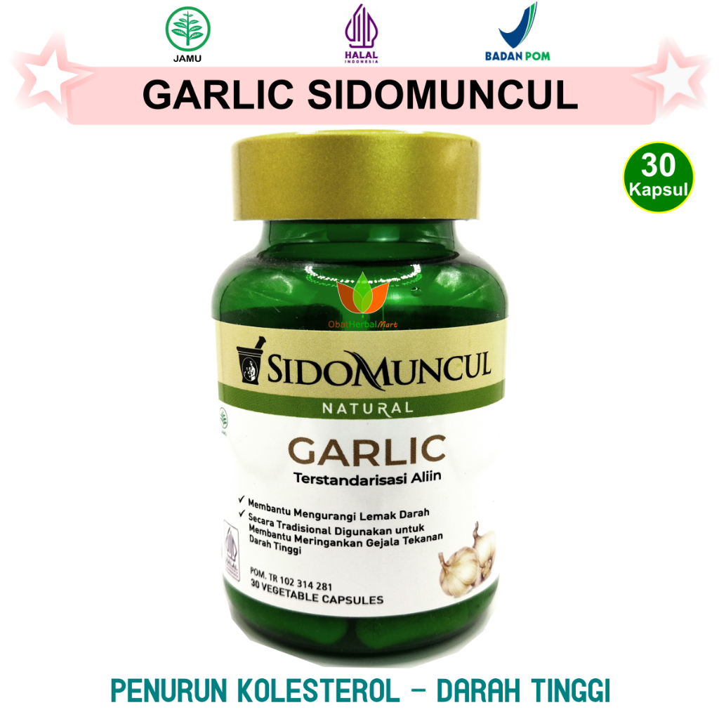 Jual 30 KAPSUL GARLIC SIDOMUNCUL HERBAL, JAMU OBAT PENURUN KOLESTEROL ...