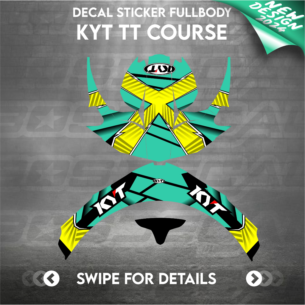 Jual Sticker decal helm KYT TTCOURSE TTC TTCOURSE GREEN YELLOW decal ...