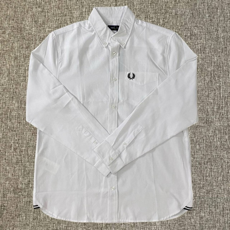 Jual Fred Perry Oxford Long Sleeve Shirt White Original / Kemeja Fred ...