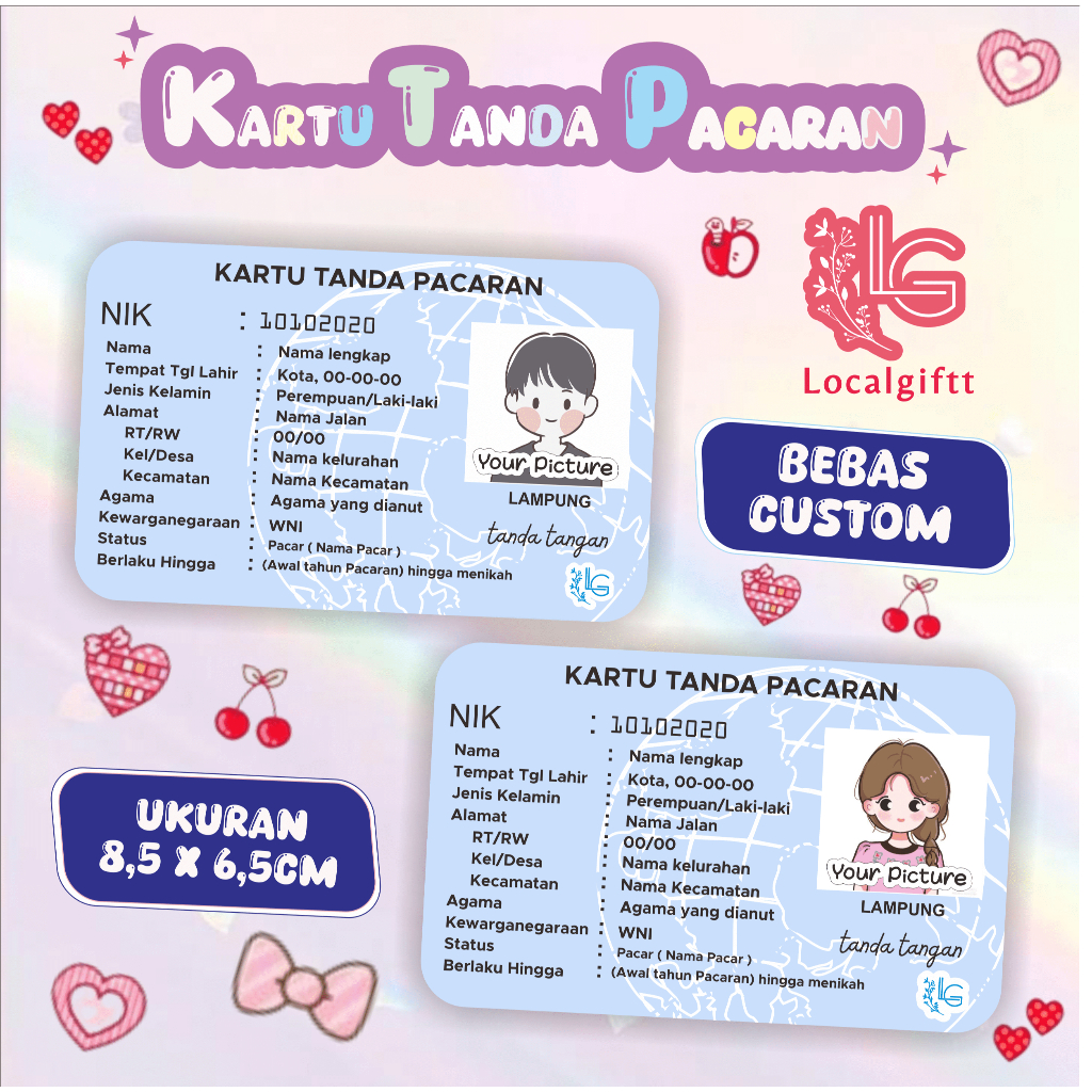 Jual Kartu Custom | Kartu Tanda Pacaran | Kartu Couple | Card Custom ...