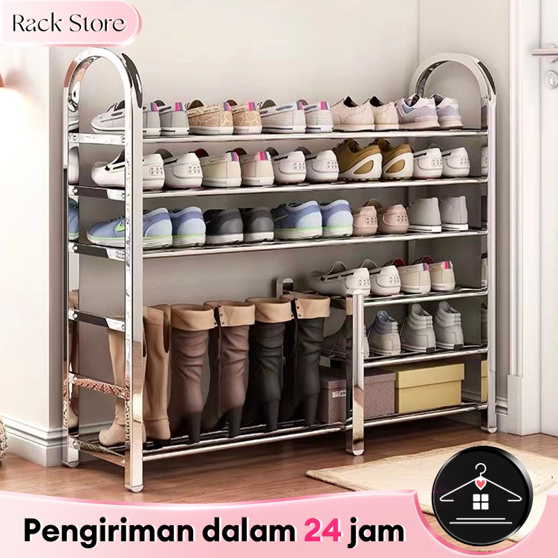 Jual Rak Sepatu tingkat Stainless Steel Rak Sepatu Kokoh Tempat Sepatu Sendal Besi Rak Sepatu ...