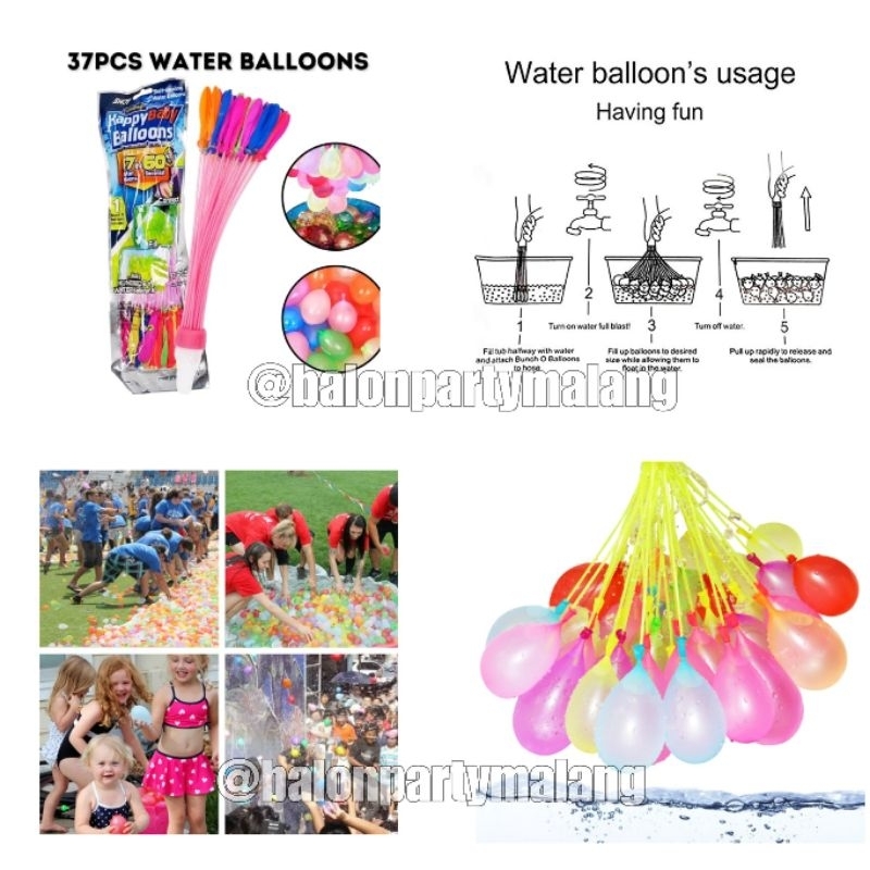 Jual Balon Air isi 37pcs Happy Balloons Magic Bunch Water Ballons ...