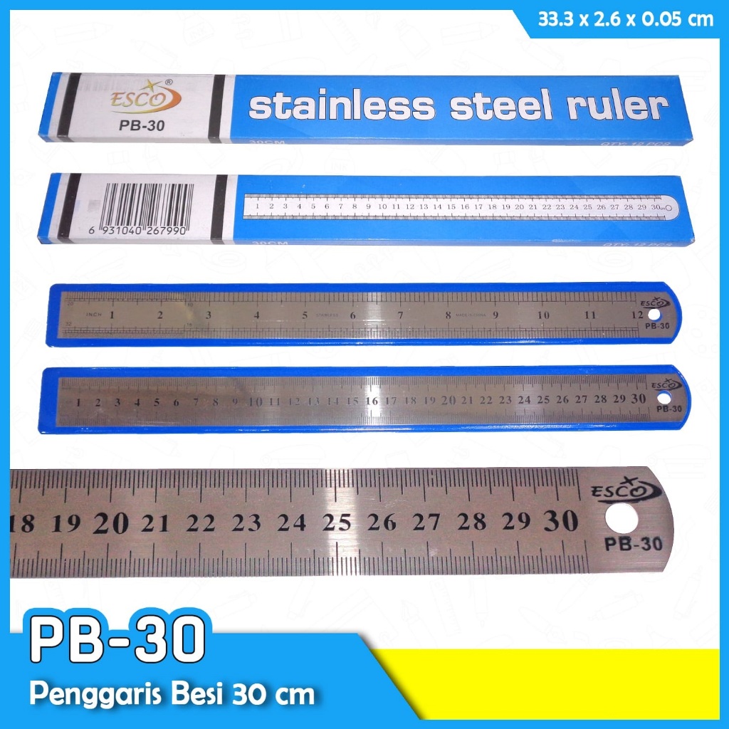 Jual Penggaris / garisan / Mistar Besi 30 cm ESCO Stainless Ruler | Shopee Indonesia
