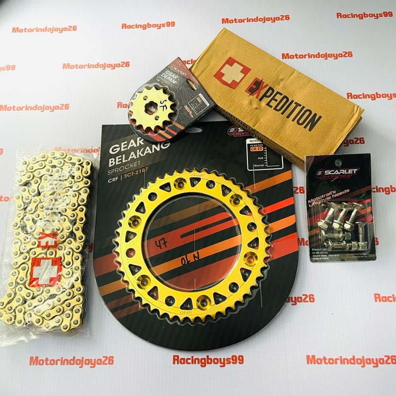 Jual GEAR SET SCARLET CRF 150L SET RANTAI GOLD PLUS BAUT GEAR SCARLET ...