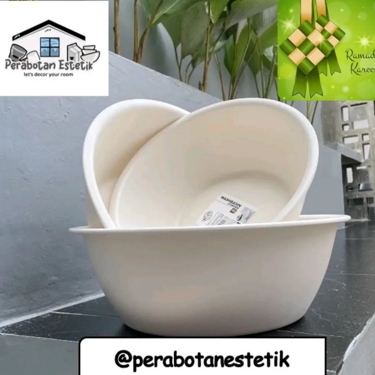 Jual Stock banyak Baskom Estetik Baskom Putih 1 set isi 3 Baskom Putih ...