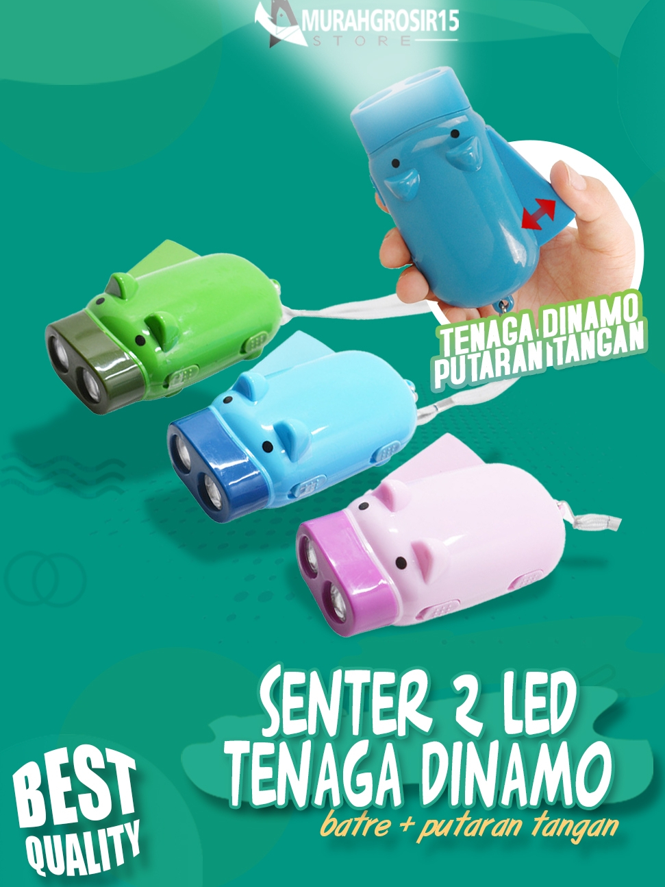 Jual Senter 2 Led Tenaga Dinamo Putaran Tangan Senter Karakter Senter ...