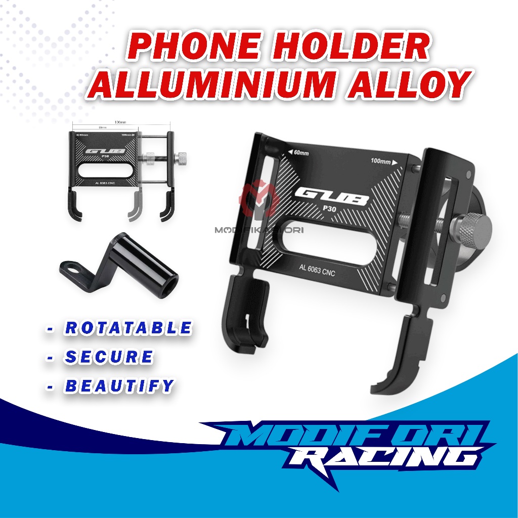 Jual Holder HP Motor Dudukan Ponsel Aluminium Aloy GUB P30 Original Holder Handphone Motor ...