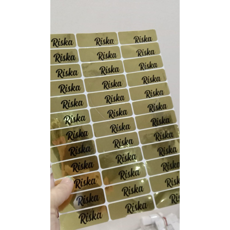Jual CUSTOM STICKER NAMA HOLOGRAM GOLD UK A3 | Shopee Indonesia